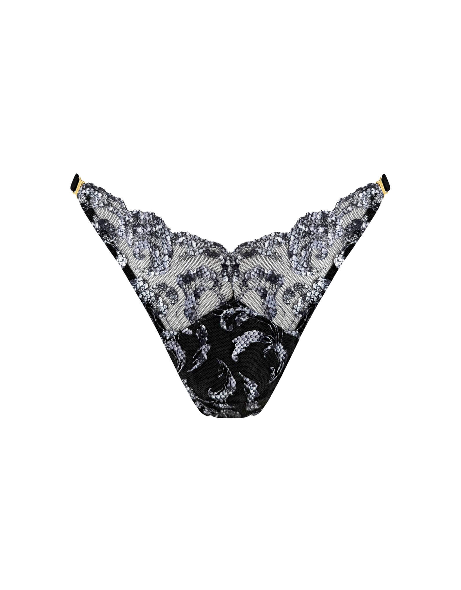 Bordelle Siren Strap Thong Black – Luxury Embroidered Lingerie | Catriona